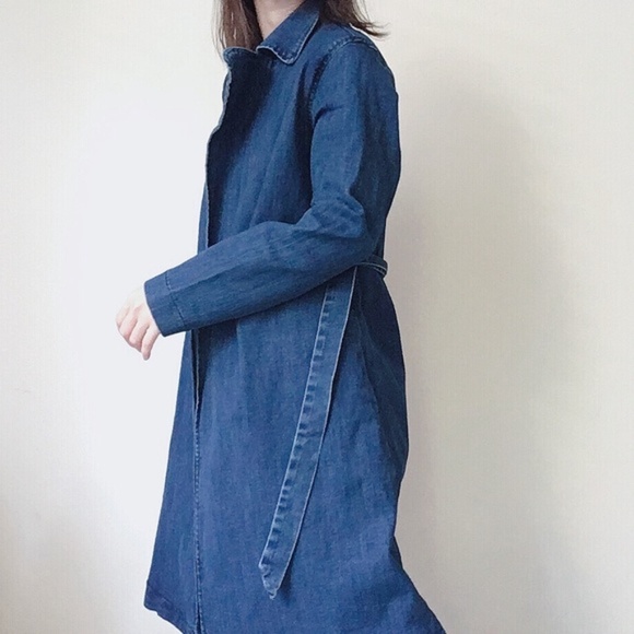 SmilingBear | Jackets & Coats | Nwt Denim Blue Openfront Trench Jacket ...
